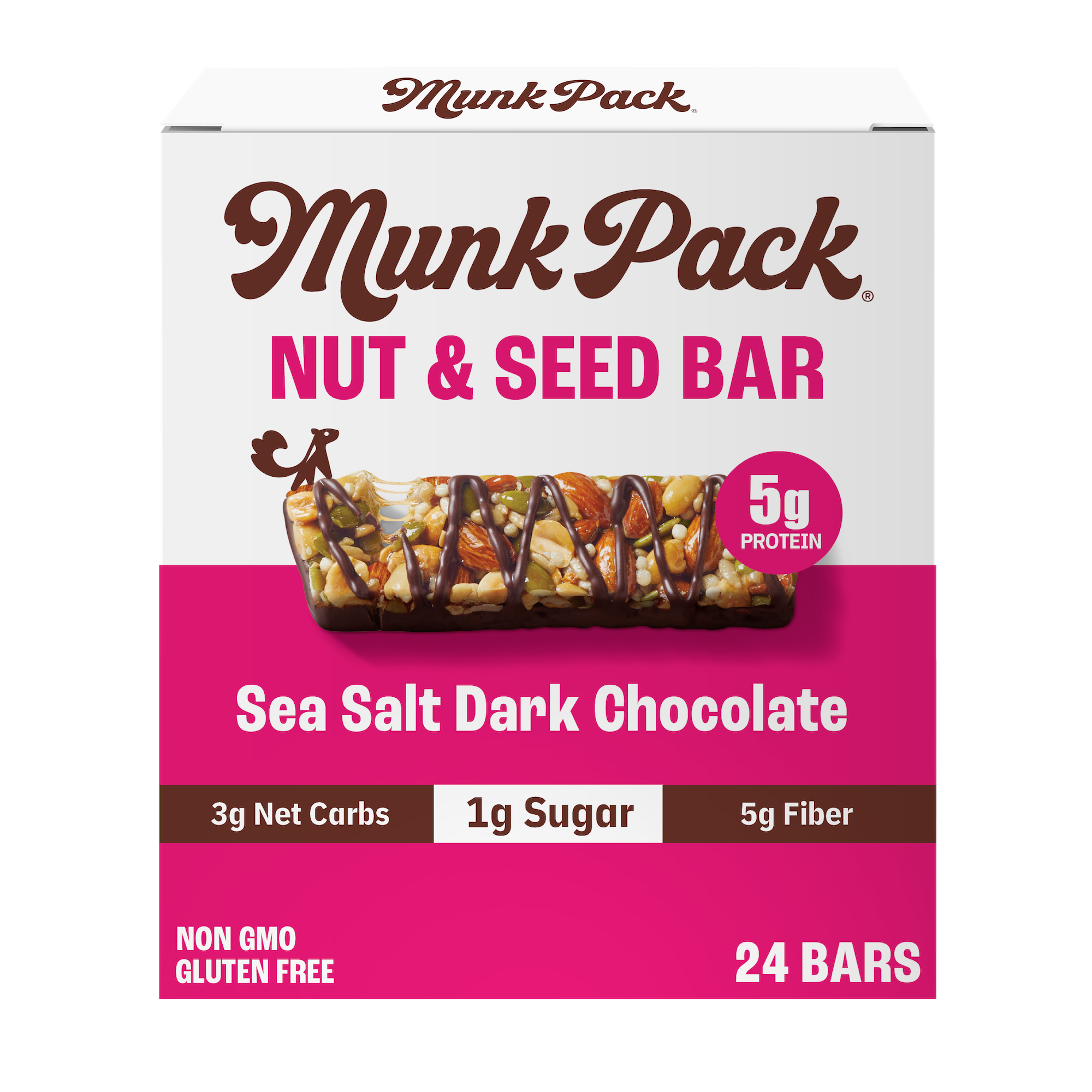 Sea Salt Dark Chocolate Keto Nut & Seed Bar, 24-Count | Munk Pack