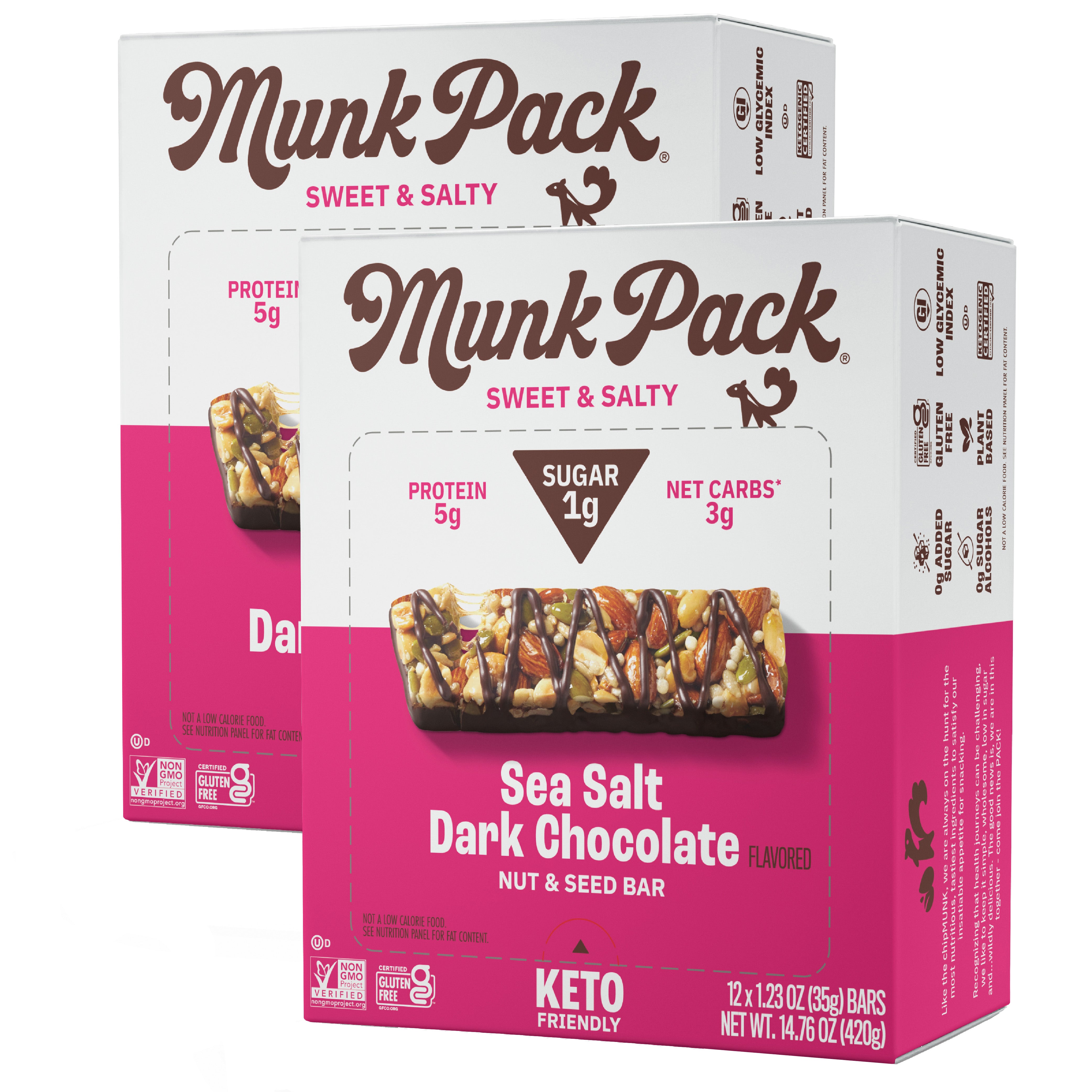 Sea Salt Dark Chocolate Keto Nut & Seed Bar, 24-Count | Munk Pack